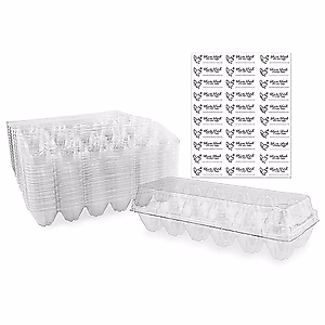 Clear Plastic Egg Cartons (20-Pack); Tri-Fold Containers for One Dozen Eggs