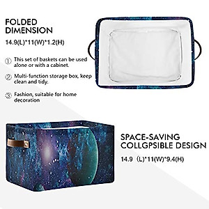 AUUXVA Nebula Galaxy Planet Storage Basket Collapsible Cloth Storage Cube Basket Bins Organizer with Handles Rectangular Large Toys Shelf Closet for Nursery Bedroom Home Office