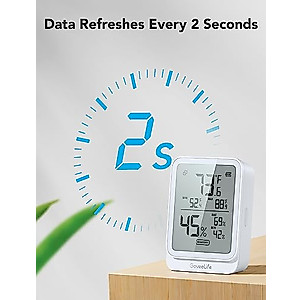 GoveeLife 36'' Smart Tower Fan for Bedroom Bundle with Hygrometer Thermometer H5104, Bluetooth Room Temperature Monitor with APP Alert and 2 Years Date Storage Export, Remote LCD Digital Display