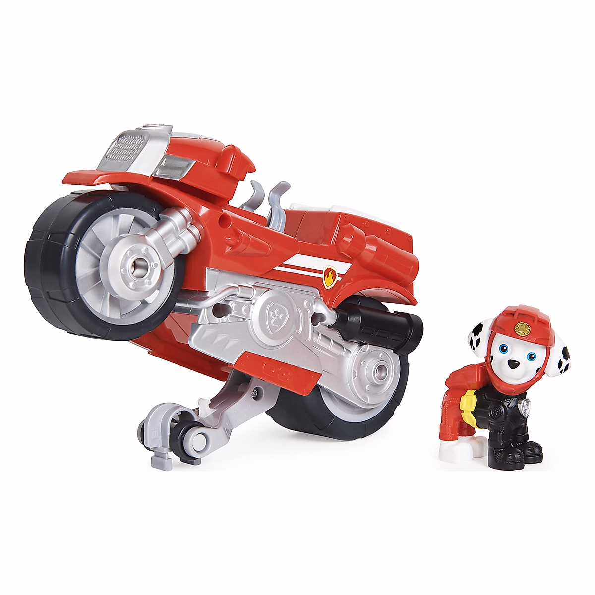 Paw Patrol, Moto Pups Marshall’s Deluxe Pull Back Motorcycle Vehicle with Wheelie Feature and Toy Figure