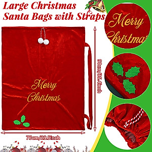 WILLBOND Large Velvet Christmas Santa Gift Sack 36 x 30 Christmas Santa Gift Bag Present Bag for Santa Costume Xmas Party Favor Supplies Gift Wrap