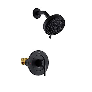 KENES Matte Black Single Handle Shower Faucet, Modern Shower Trim Kit with 10-Spray, Rainfall Shower System Bathroom Shower Trim Systems Wall Mount, KE-6019B-2 (Shower Valve Included)