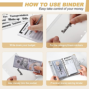 Onlyesh Budget Binder, Cash Envelopes for Budgeting, Money Organizer for Cash, 28Pcs Budget Binder with Cash Envelopes, Marble 6-Ring Money Saving Binder(Grey)