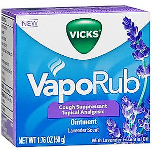 Vicks VapoRub Cough Suppressant Topical Analgesic Ointment Lavender Scent - 1.76 oz jar, Pack of 4