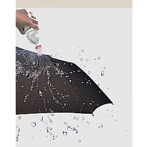 Karnado Large Black Umbrella for Men and Women - Waterproof, Windproof, Portable Folding Umbrella with Luxury Wood Handle