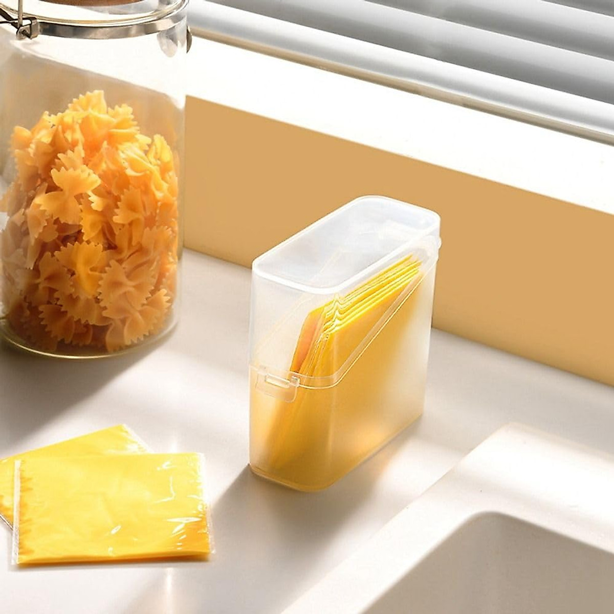 Sliced Cheese Container for Fridge,Cheese Storage Container,Plastic Cheese Slice Holder,Tea Bag Organizer Box,Food Keeping Box Container(transparent)