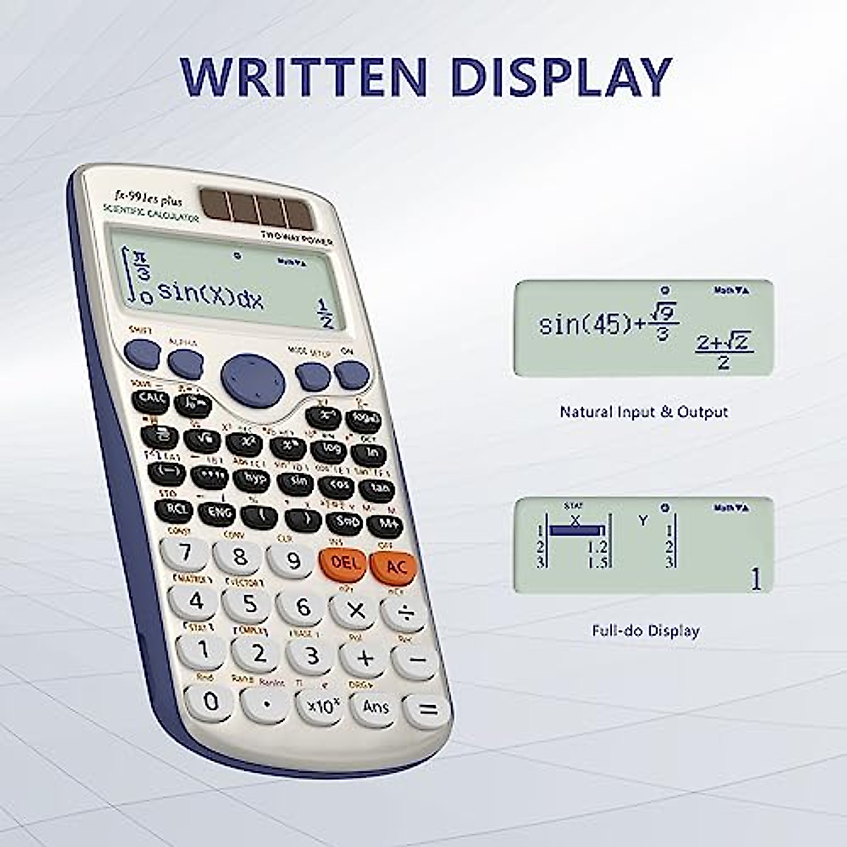 Scientific Calculators, IPepul Math Calculator with 417 Function, Solar Battery Power and 4-Line Display, School Supplies for Middle High College Students Teachers(991ES Plus)