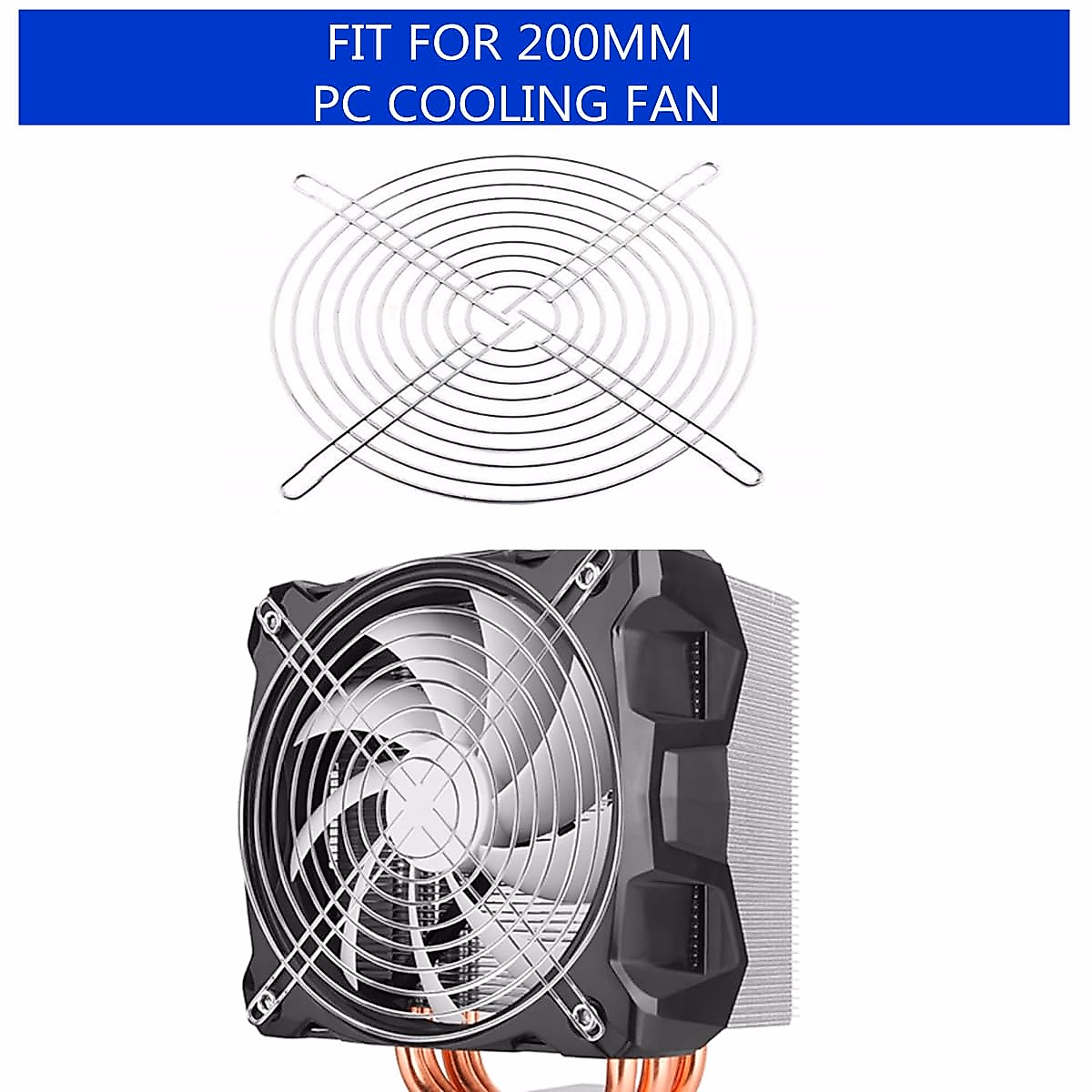 Metal 200mm PC Computer Fan Grill Mounting Finger Guard Protection Cover,Pack of 2