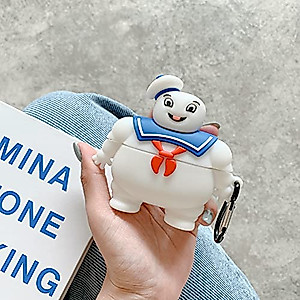 VARWANEO Case for Airpods Pro, Soft PVC 3D Cute Funny Fun Cartoon Ghost Busters Design Kawaii Airpods Cover Case with Keychain, Cool for Kids Teens