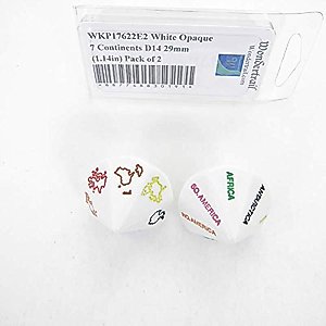 White Opaque 7 Continents D14 29mm (1.14in) Pack of 2 Wondertrail