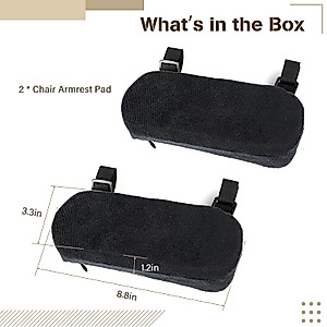 Epicover Memory Foam Chair Armrest Pads, 1 Pair Office Chair Arm Pads, Gaming Chair Arm Rest Pillows, Desk Chair Elbow Support Cushions for Offices, Study Rooms, Game Rooms
