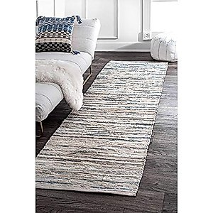 nuLOOM Maile Denim Stripes Runner Rug, 2' 6" x 8', Blue