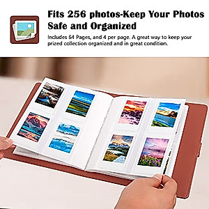256 Pockets Photo Album for Fujifilm Instax Mini 11 12 9 7+ 40 Evo Liplay 90 8 Instant Camera/Mini Link SP-1 Printer, Photo Album for Polaroid Zink 2x3" Photo/Mint Zip Instant Camera Printer (brwon)