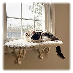 K&H Pet Products Kitty Sill Window Sill Cat Perch, Cat Window Perch for Large Cats, Cat Window Seat, Cat Shelf for Window Sill, Window Cat Bed, Cat Perch w/ Washable Cover – Fleece Unheated