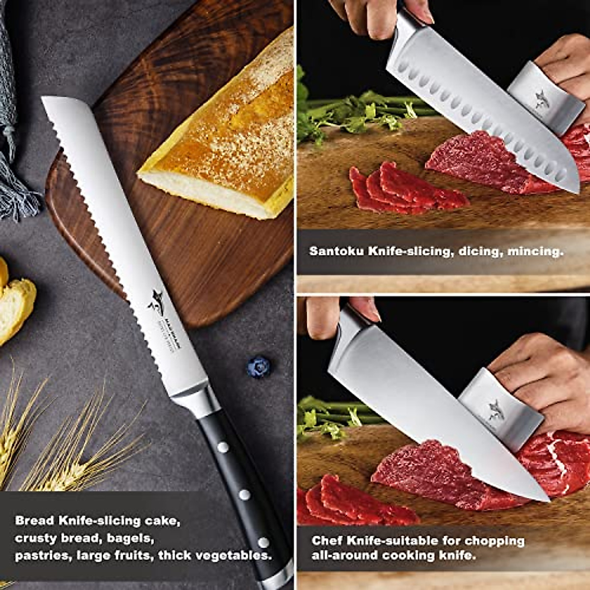 MAD SHARK Knife Set, Professional 5 Piece Kitchen Chef Knife Set, German High Carbon Stainless Steel Ultra Sharp Knives Sets, Ergonomic Handle Home Cooking Perfect Cutlery Set Gift