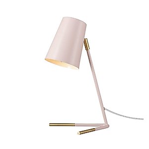 Globe Electric 67338 Novogratz x Globe Dobby 16" Desk Lamp, Matte Rose, Matte Gold Legs, Clear Cord, in-Line On/Off Switch, Pink