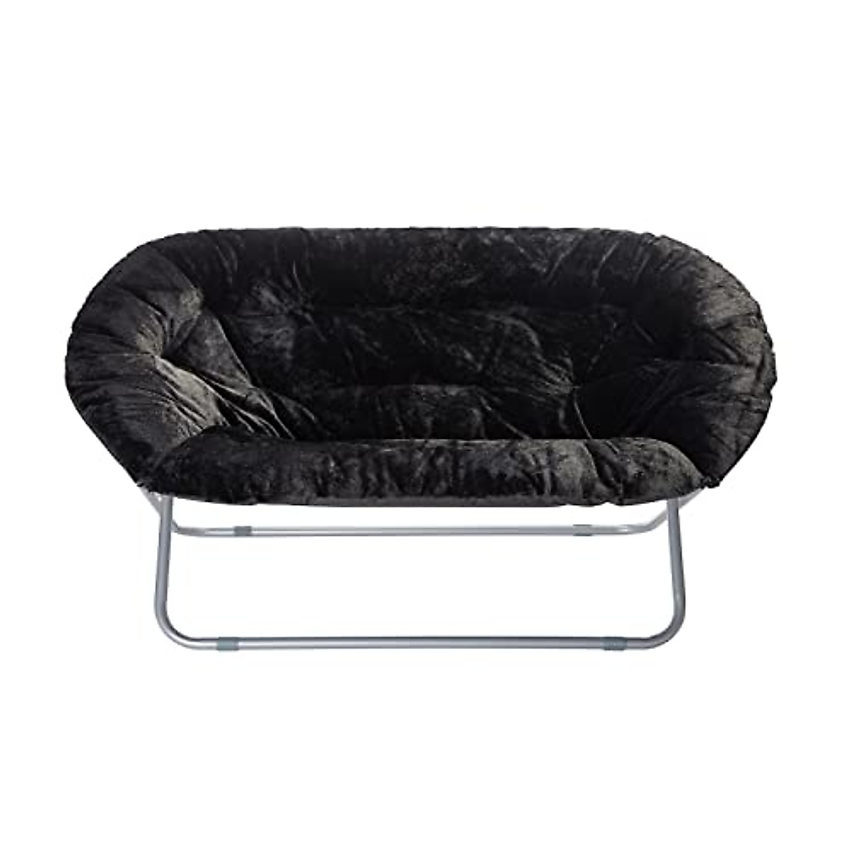 Urban Shop Faux Fur Double Saucer Chair, Black