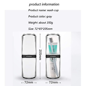 A Cup of Dual-Purpose Toothbrush Storage Box, Travel Portable Washing Cup, Simple Household toothbrushing Cup Set, Well-Sealed mouthwash Cup, Gray