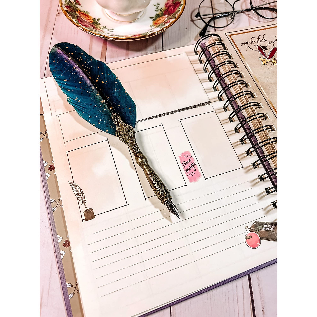 Conquest Journals Harry Potter Time is of The Essence Undated Spiral Planner, Vertical Format, Wrapped Book Board Cover, Spiral Bound, 5 Sticker Sheets, Elastic Closure Strap, Bookmark, 7.75"x9.25"