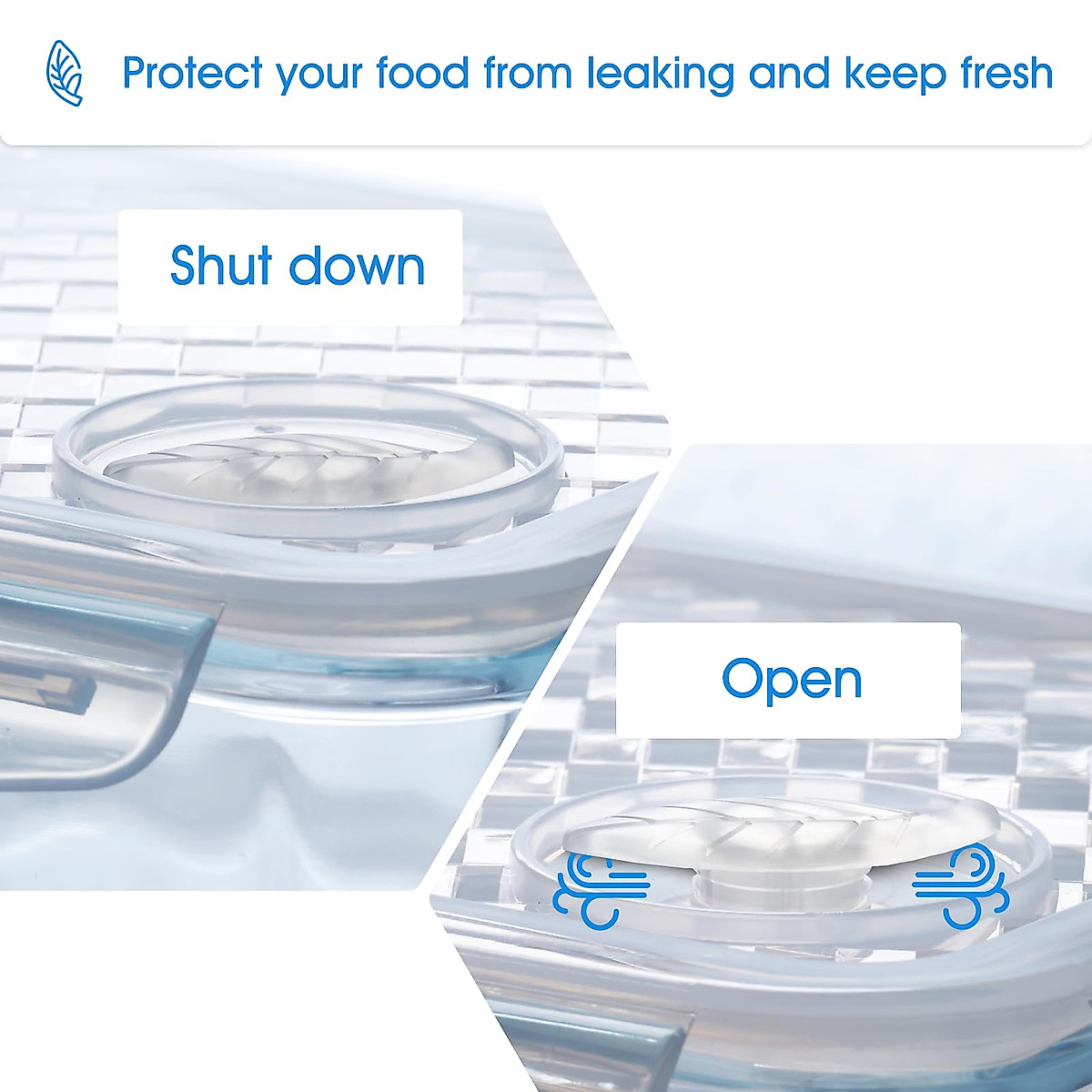 NUTRIUPS 33 Oz Glass Food Storage Containers with Lids, 5.2 Inch Meal Prep Glass Containers with Airtight Lids, Square Glass Bowls with Lids, Microwave, Oven, Freezer and Dishwasher Safe