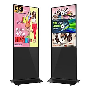 49 Inch Indoor Digital Signage, 4K UHD LCD Touch Screen Floor Standing Digital Signage Interactive Displays, CMS and U-Disk Input Auto ADS Player Android OS