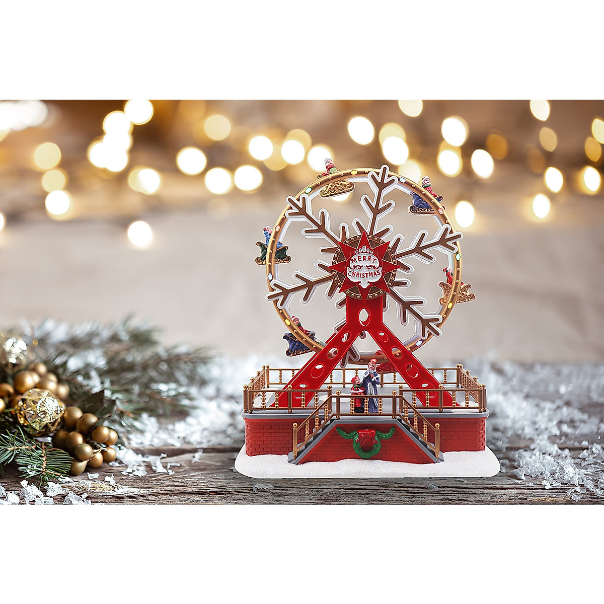 Christmas Ferris Wheel - Animated Pre-lit Musical Christmas Village - Perfect Addition to Your Carnival Christmas Decorations & Snow Village Displays 11 in