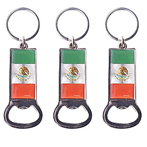 3 Piece Mexican Flag Beer Bottle Opener Keychain