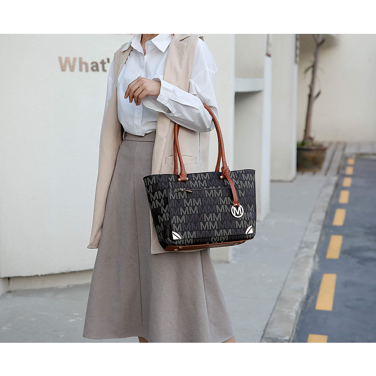 MKF Collection 3-PC Set, Shoulder Bag for Women, Small Tote Handbag & Wristlet Purse – Top Handle PU Leather Handdbag by Mia K