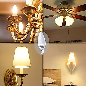 Vinaco E12 LED Bulb, 2 Pack E12 Candelabra Bulb 40 Watt Warm White 3000K, High Brightness 400LM & 25000+ Long Lifespan E12 Bulb, E12 Candelabra Base, E12 Light Bulb Great for Ceiling Fan Light Bulb