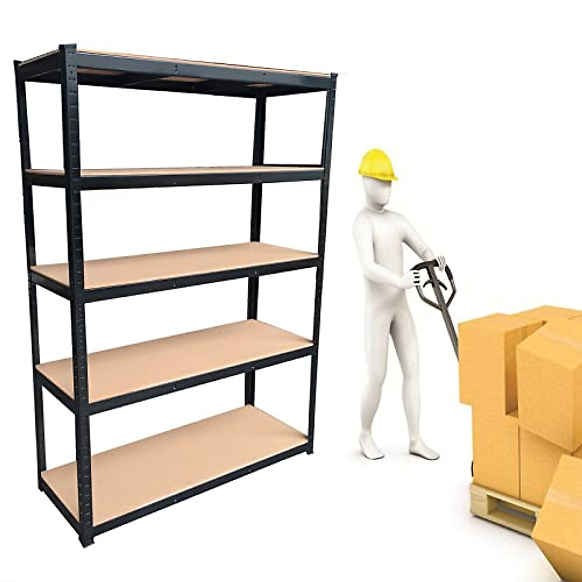 Storage Shelves 5-Tier Adjustable Storage Garage Shelving, Heavy Duty Metal Storage Utility Rack Shelf Unit 1929lbs Load Capacity for Warehouse Pantry Closet Kitchen, 80H x 40W x 20D inch, Black