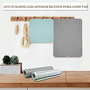 Liseternal Silicone Dish Drying Matt for Kitchen Counter,Bottle Drying Mat,Kitchen Counter Pad,Small Dish Drainer,Non-slip Coffee Mat,Heat Resistant Mat for Dining Table,12*12 inches.