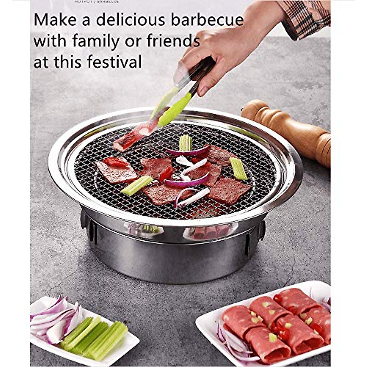 Primst Multifunctional Charcoal Barbecue Grill, Household Korean BBQ Grill, Portable Camping Grill Stove, Tabletop Smoker Grill