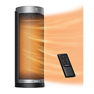 Dreo Space Heaters for Indoor Use, Electric Heater with Remote for Bedroom Large Room, 16 inch Upgraded 1500W Fast Heating with Thermostat, Overheating & Tip-Over Protection, 70°Oscillating, Portable