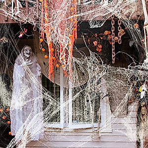 1400 sqft Spider Webs Halloween Decorations, Super Stretch Spider Web Cobwebs Haunted House Yard Creepy Scene Props Indoor Outdoor Decor and Halloween Party Supplies (200g/7.05 oz)