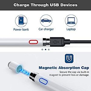 TiMOVO Stylus Pen for iPad, Apple Pencil for iPad 10/9/8/7/6th Generation,2022 iPad Pro 12.9/11,iPad Air 5/4/3,Mini 6/5 Precise Writing/Drawing, Palm Rejection Apple Pen for Touch Screen, White