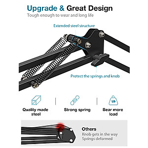 InnoGear Adjustable Mic Stand for Blue Snowball and Blue Snowball iCE Suspension Boom Scissor Arm Stand with Microphone Windscreen and Dual Layered Mic Pop Filter, Max Load 1.5 KG, Medium