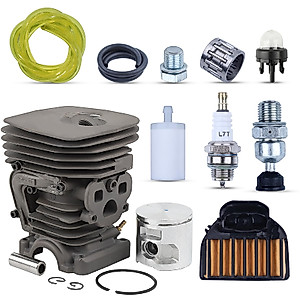 AUMEL 537320402 47mm Cylinder Piston Kit for Husqvarna 455 460 Chainsaw Part w/Air Fuel Filter Line Primer Bulb Spark Plug Valve Bearing.