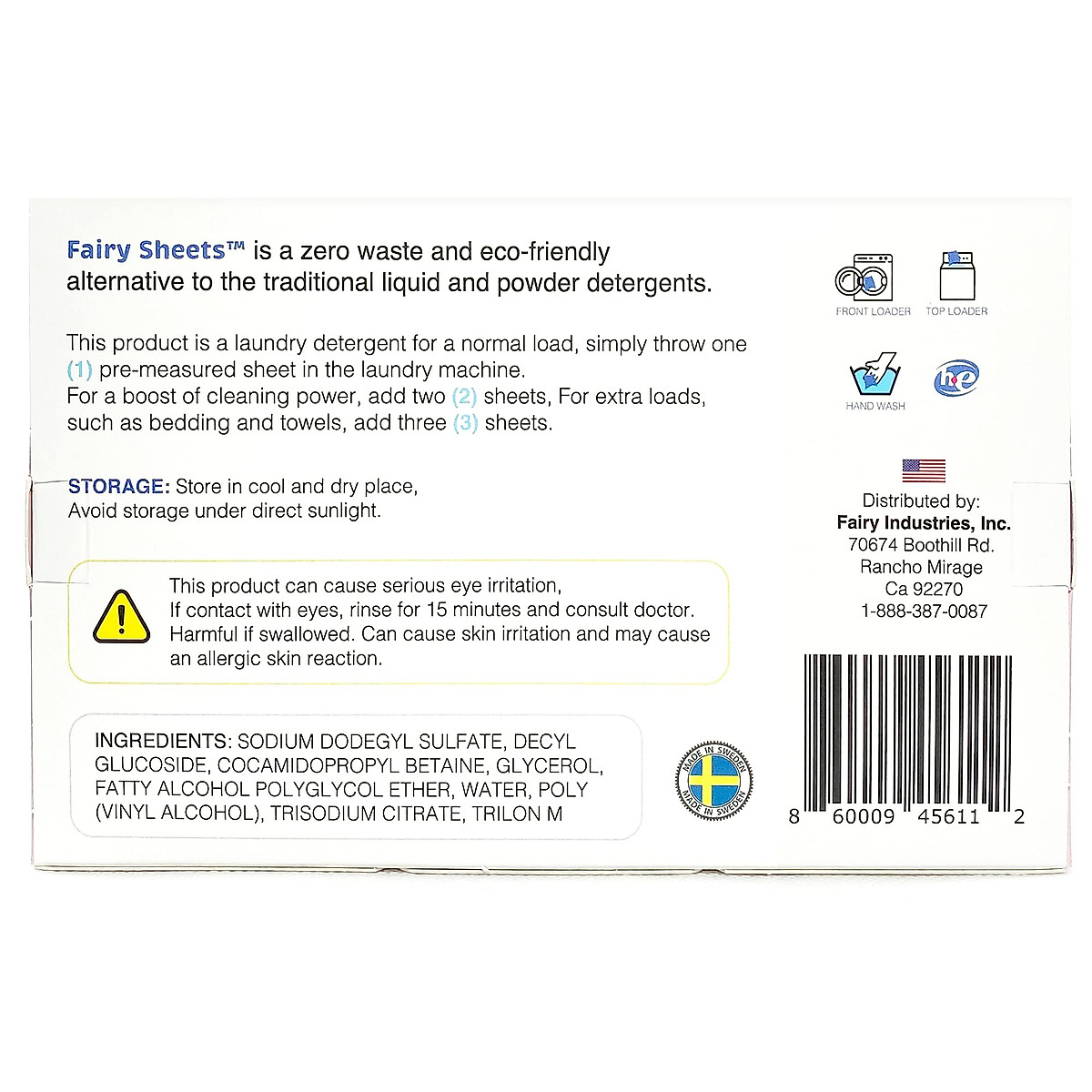 Fairy Sheets Laundry Detergent - Unscented - No Plastic Jug (32 Loads), Liquidless, Eco Friendly, Hypoallergenic, Great for Home & Travel, Made in Sweden