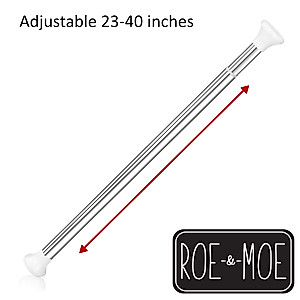 Deluxe Stainless Steel Sliding Door Guard Adjustable 23–40 inches w/White Caps - Feel Safe at Home with This Adjustable Home Security Bar 1" Dia. (1)