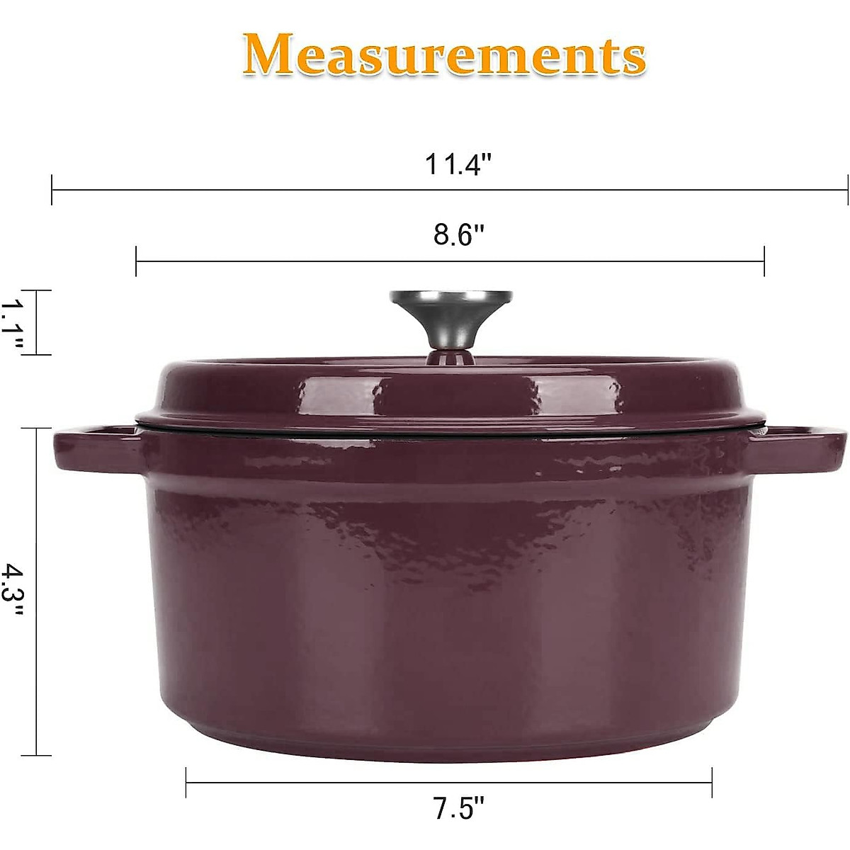 Enameled Cast Iron Dutch Oven, 4 Quart Dutch Oven Pot with Lid, Dutch Oven Suitable for Bread Baking, Oven Safe Dutch Oven Pot with Loop Handles, Non-stick Enamel Coated Cookware, Wine Red