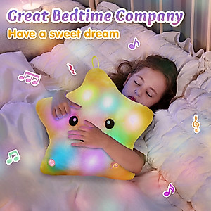 BSTAOFY 13‘’ LED Musical Twinkle Star Light up Lullaby Glow Stuffed Animal Toys Soothe Kids Emotions Birthday Valentines Christmas Festival Gift for Toddlers, Yellow
