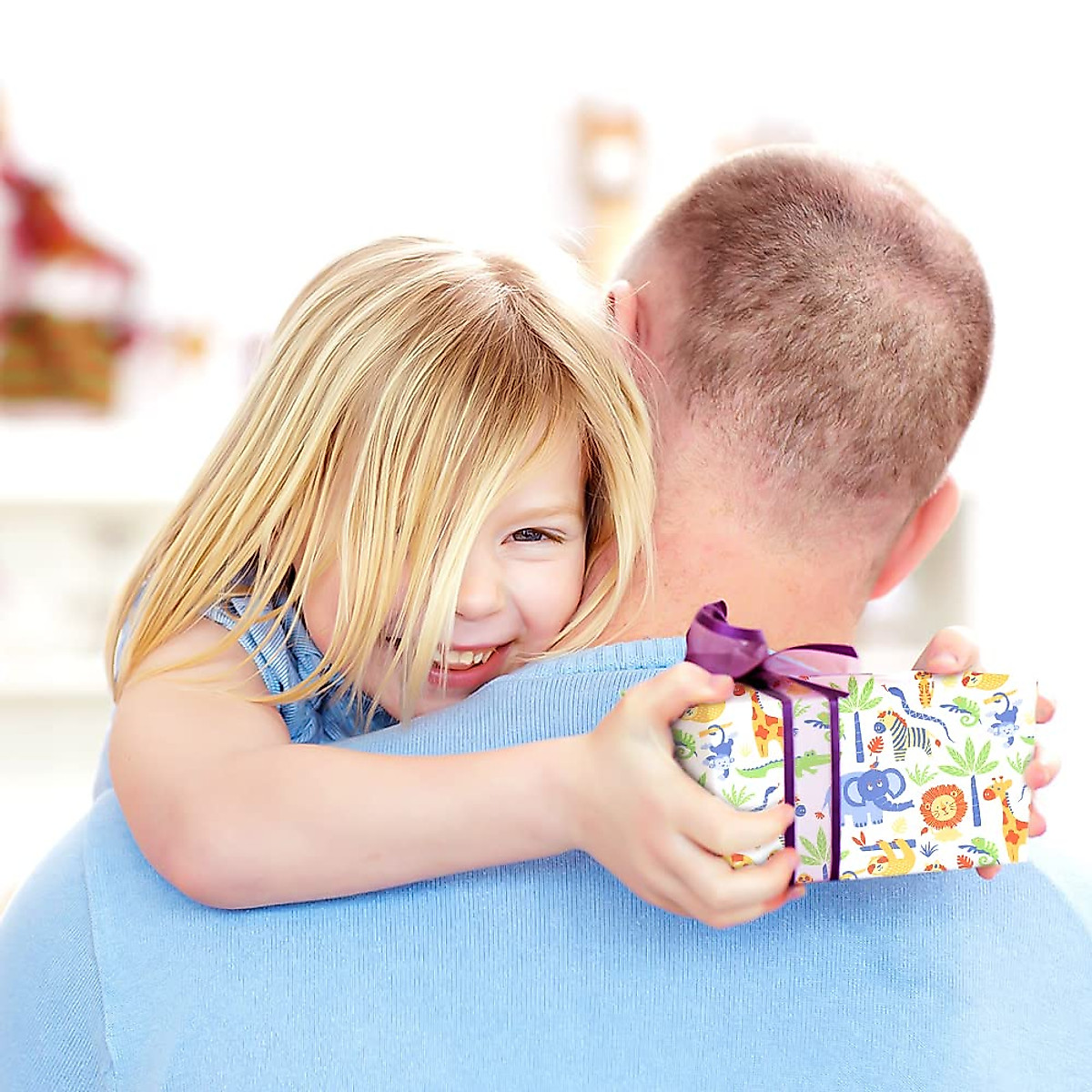 Wild Safari Zoo Jungles Animals Fun Wrapping Paper 4 Sheets for Kids Boys Girls, Adorable Gift Wrap for Birthday Baby Shower Children's Day Christmas, Folded Flat 20x30 Inches Per Sheet