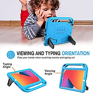SUPNICE Kids Case for iPad 10.2 inch, iPad 9th/8th/7th 2021/2020/2019 Generation Case with Built-in Screen Protector, Durable Shockproof Lightweight Handle Stand Kids Cover for iPad 9/8/7 Gen, Blue