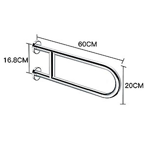 CRODY Stainless Steel Bathroom U-Shaped Handrail, Safety Support Armrest Rail,Wall-Mounted Straight Towel Rack/#Polish