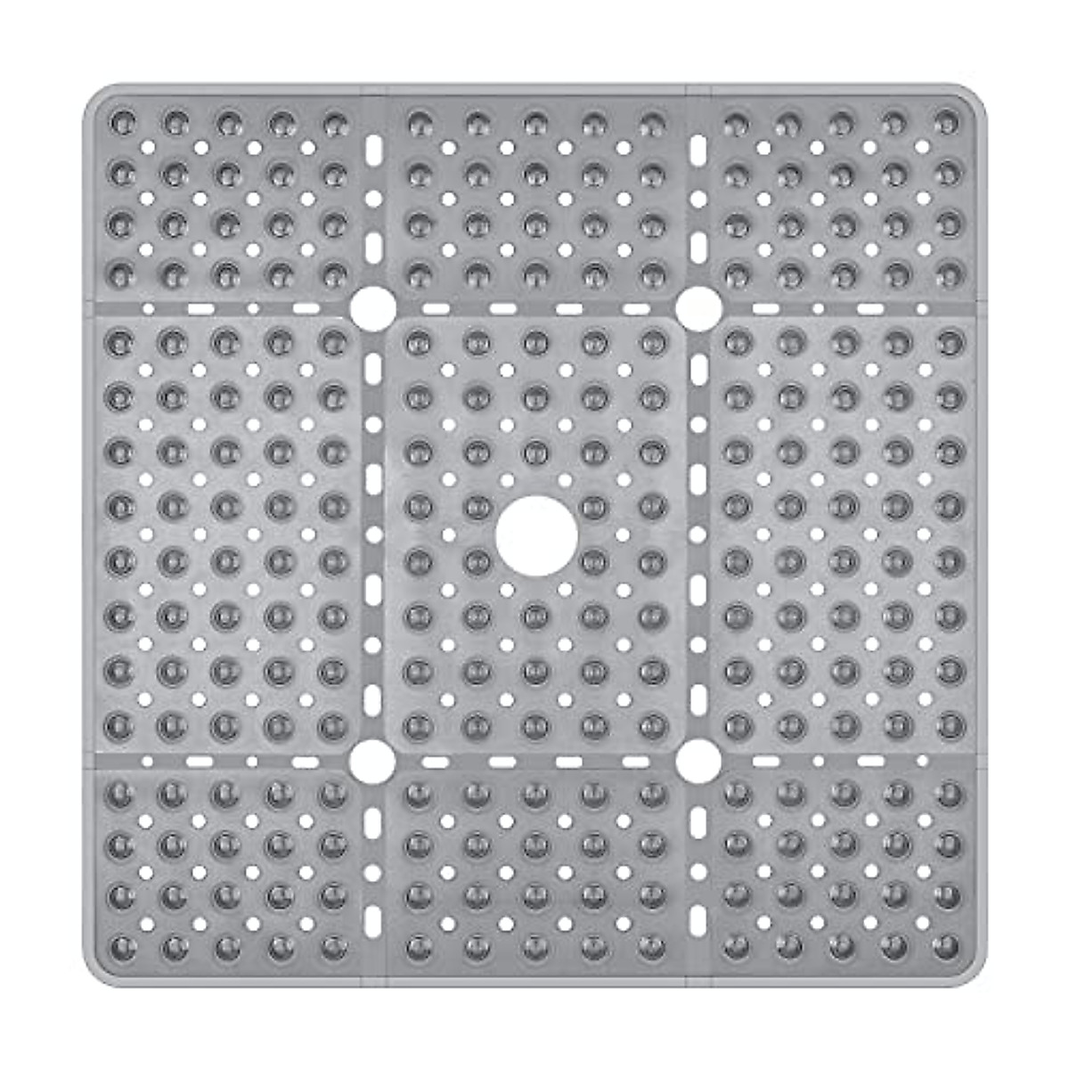 Reetual XL Shower Mats for Showers Anti Slip - 27x27 Bath Tub Mat and Shower Floor Mat. Powerful Suction Cup Shower Mat with Drain Holes. Grey Bath Mat for Shower, Non Slip for Elderly and Kids