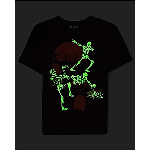 The Children's Place Boys' Short Sleeve Halloween Graphic T-Shirt, Skeleton Graveyard, Large