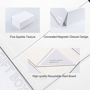 Ditwis 4 Pack 12x8x4 Inches Gift Boxes with Magnetic Closure Lids, White Magnetic Box for Wedding, Groomsmen Bridesmaid Proposal, Birthdays, Mother's Day