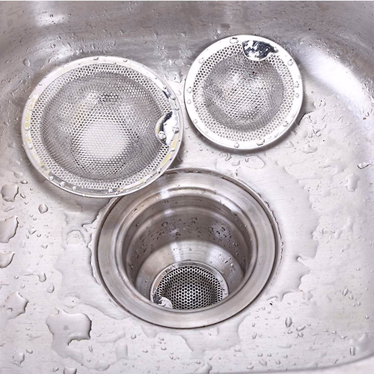 Fayonnir Stainless Steel Drain Strainer, 2 Pieces Drain Strainer Perfect for Kitchen Sink, Strainer Shower, Bathtub, Available in Three Sizes (Large)