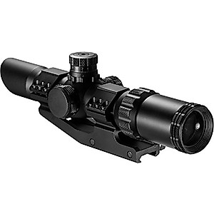 Barska Compact Rifle Scope Red/Green Illuminated Mil-Dot Reticle with Cantilever Rings - 1-4x28
