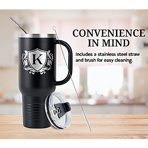 Onebttl Personalized 40 oz Tumbler with Handle and Straw, Monogrammed Travel Cup for Men, Custom Coffee Mugs, Unique Birthday Christmas Gifts for Men Who Have Everything, B